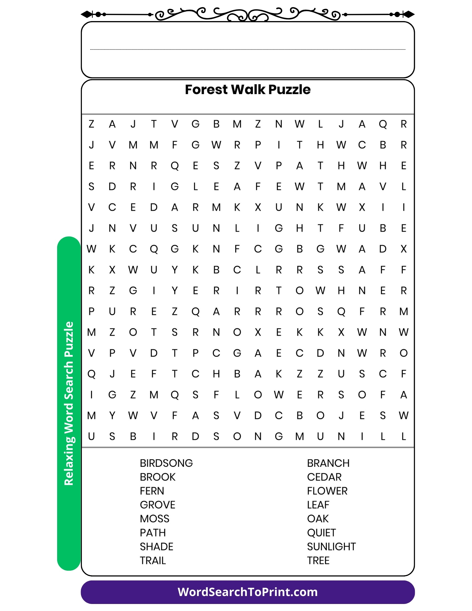 Free Forest Walk Word Search Printable With Solution ...